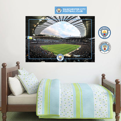 Manchester City Football Club Stadium Crest Man City Wall Sticker Mural ...
