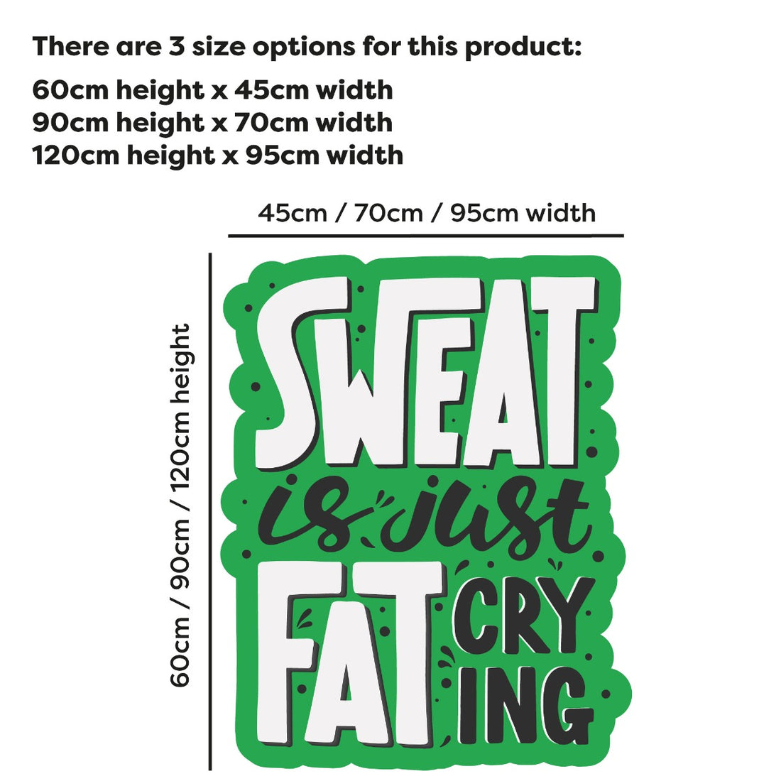 Gym Wall Sticker - Sweat is Just Fat Crying Quote Wall Decal Art – www ...