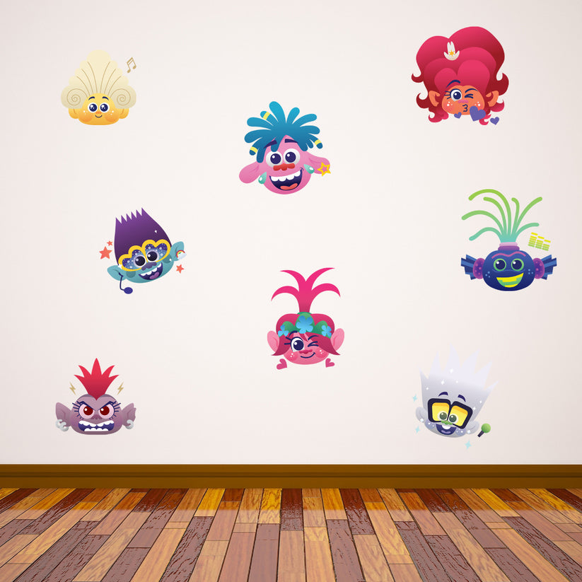 Trolls World Tour - Trolls Emoji Wall Sticker Set – www.themed.co.uk
