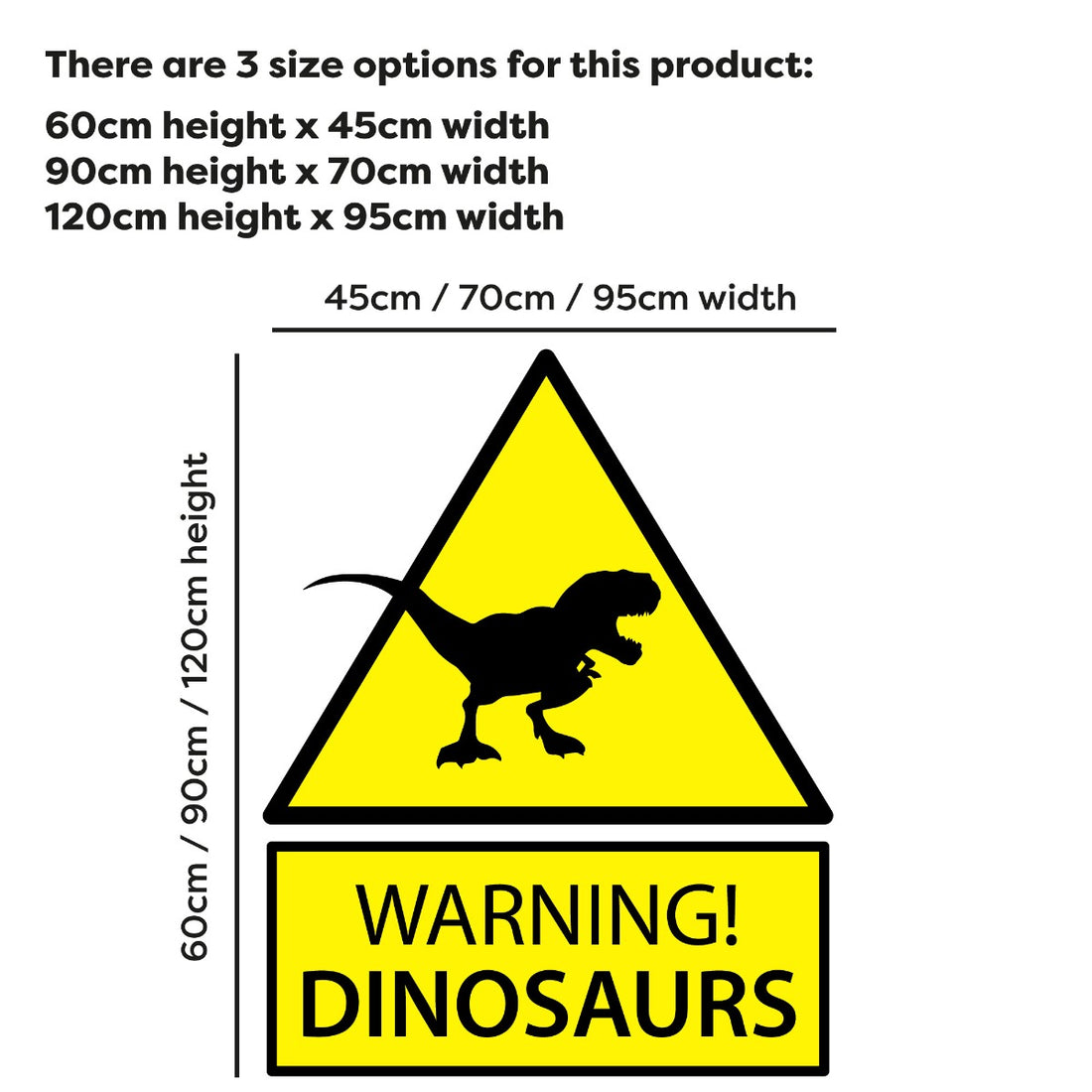 Dinosaur Wall Sticker - Yellow Warning Dinosaurs Sign Wall Decal Kids ...